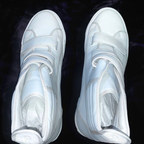 Raf Simons | Shoes | Raf Simons Velcro High Tops White Leather New ...